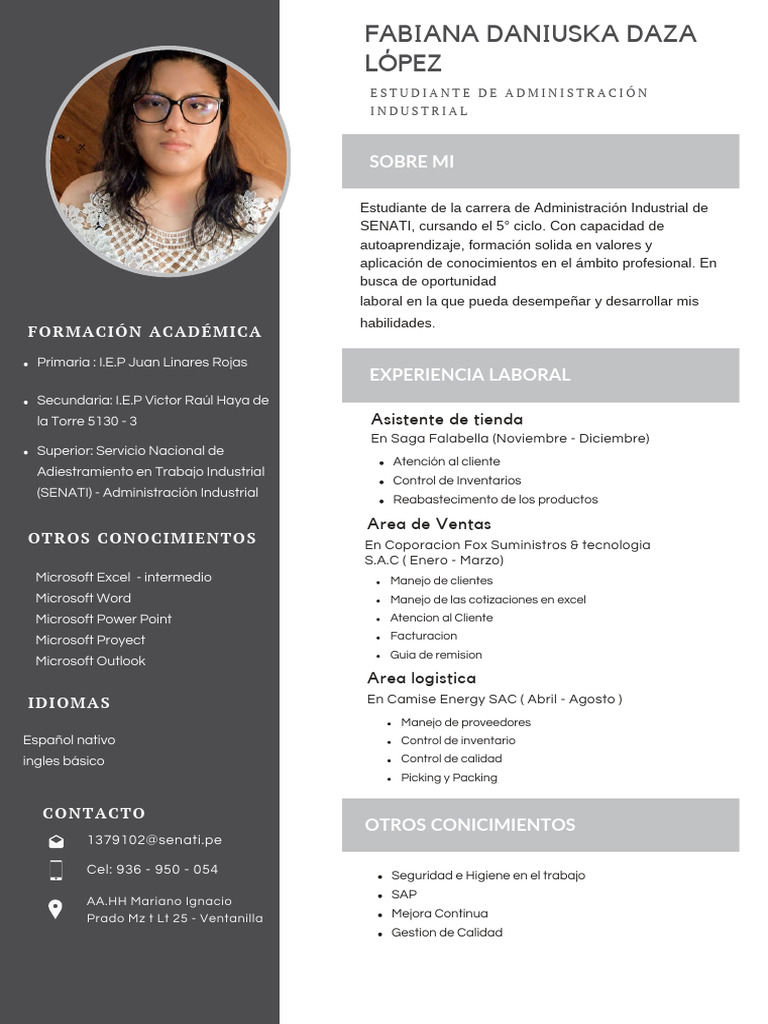Curriculum Vitae - Fabiana Daza | PDF | Procesos de negocio | Business