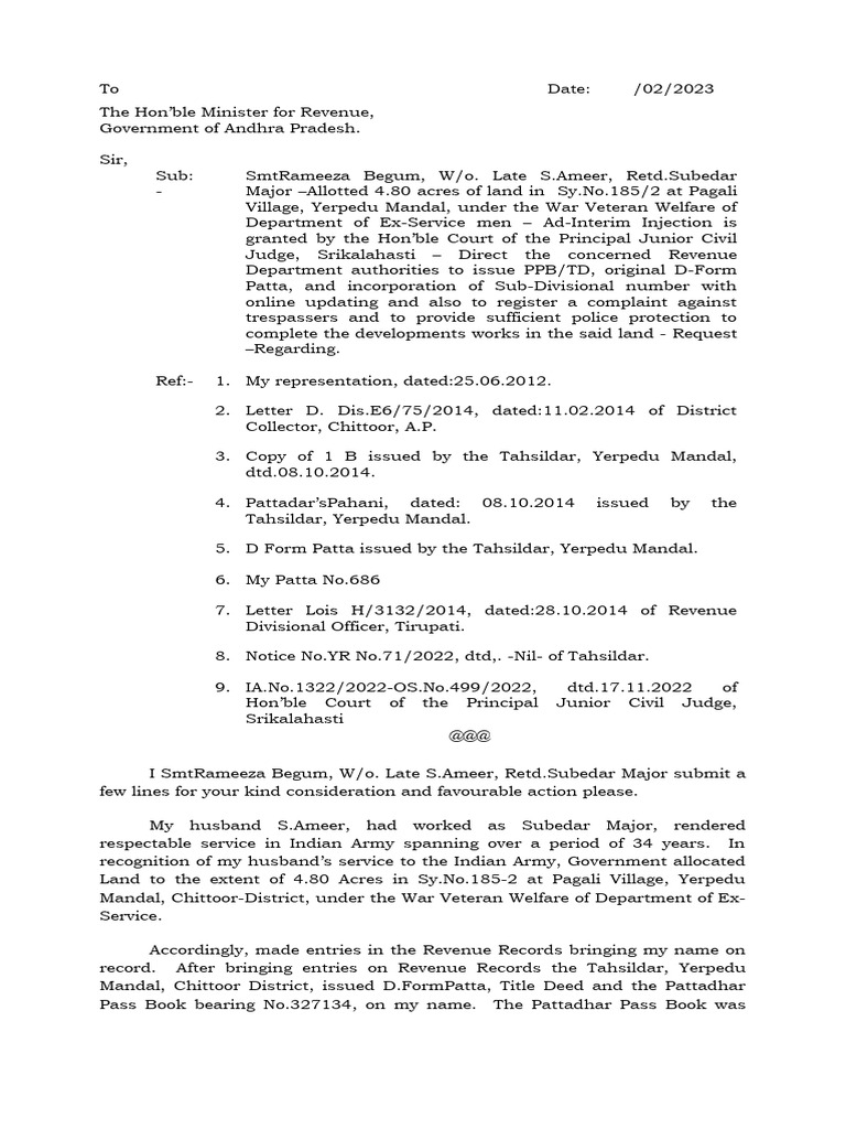 Revenu Minister Letter | PDF