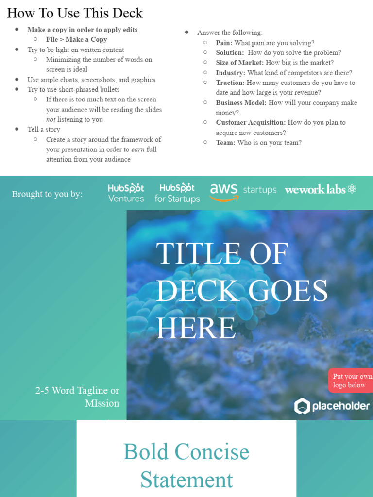 Pitch Deck Template For Startups - Make A Copy To Edit | PDF ...