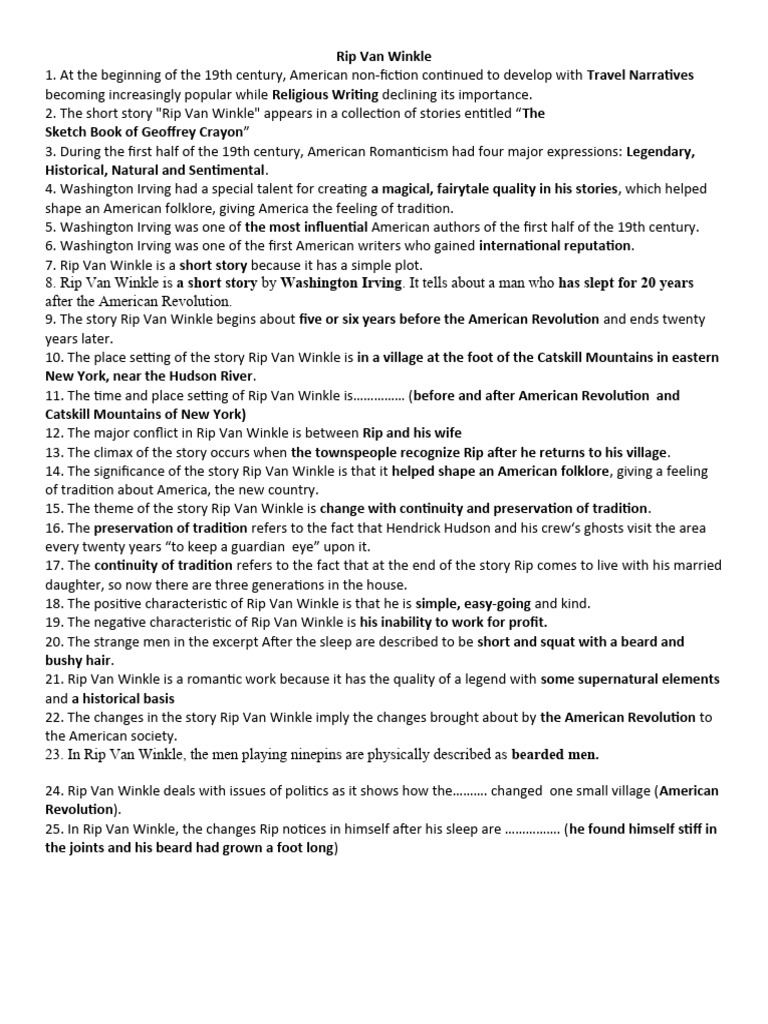 Rip Van Winkle T | PDF | Rip Van Winkle | Washington Irving