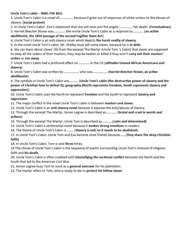 Uncle Tom T | PDF | Uncle Tom's Cabin | Abolitionism In The United States