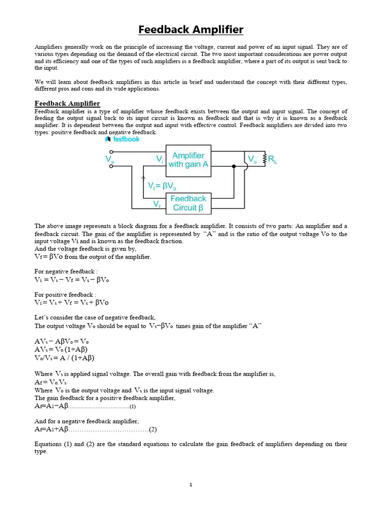 Feedback Amplifier Pdf Amplifier Feedback