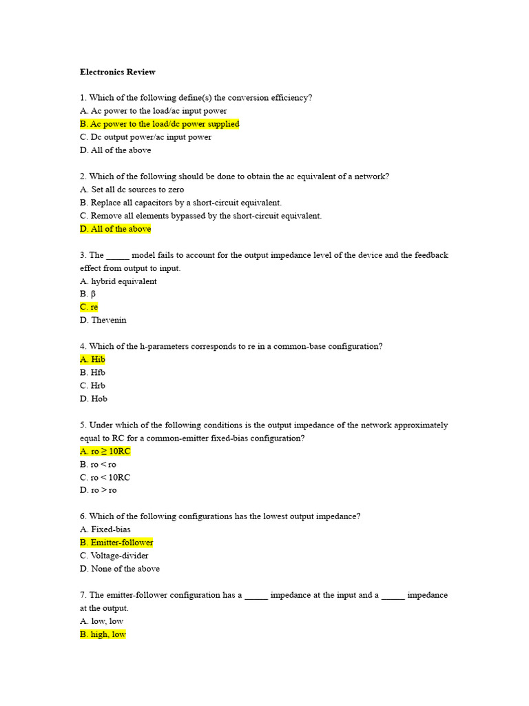 Elex Sample Questions (Board Exam) | PDF