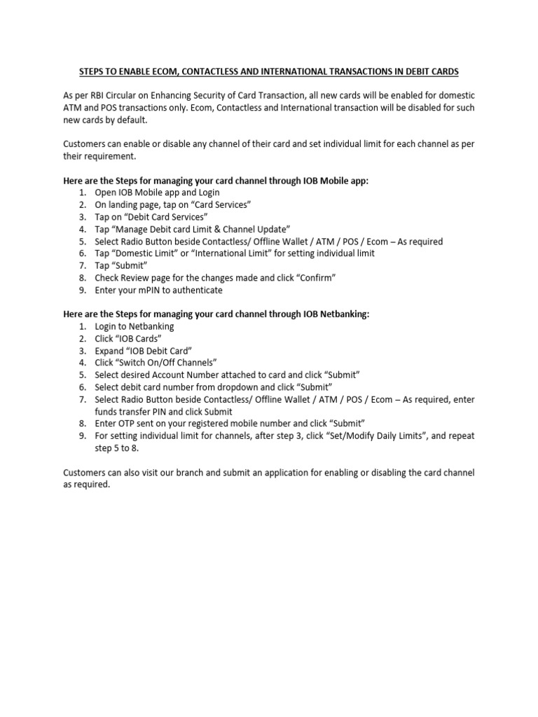 iobSTEPS TO ENABLE ECOM AND INTERNATIONAL TRANSACTIONS | PDF | Business ...