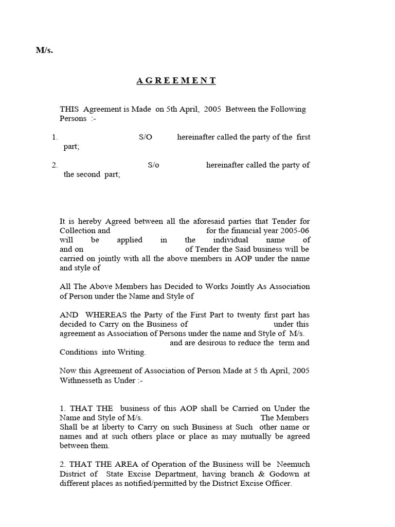 Deed of AOP | PDF