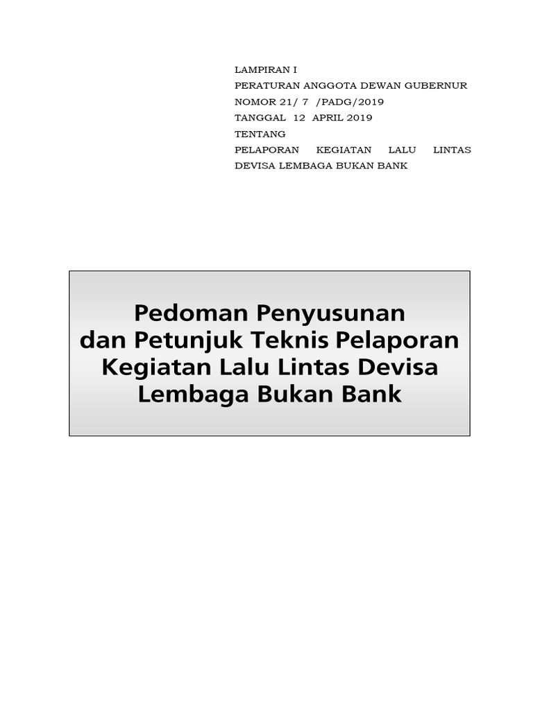 Lampiran I PADG - Pedoman Pelaporan LLD LBB | PDF