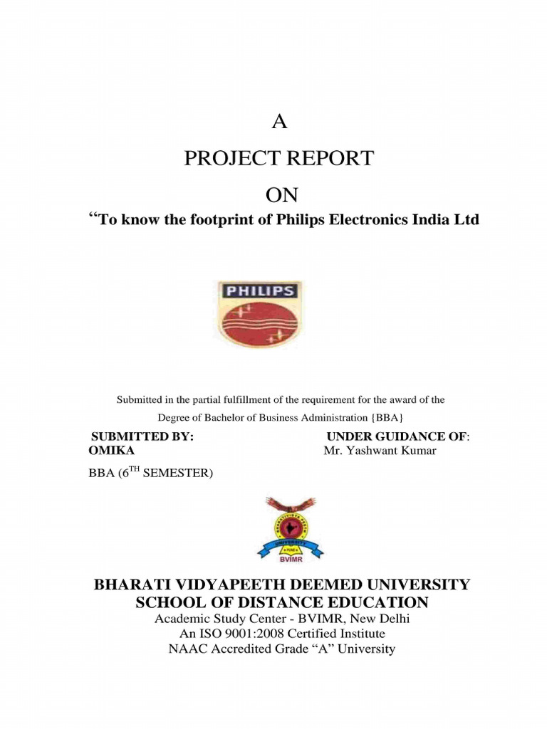 (1928100394 BBA - VI) - Omika - (Philips Innovative and You) Major Project | PDF