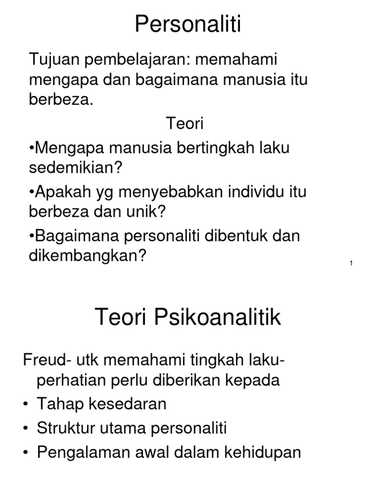 Teori Personaliti dan Aplikasinya | PDF