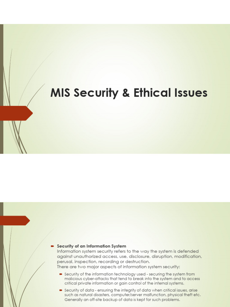 Lecture 3 Security and Ethical Issues in MIS | PDF