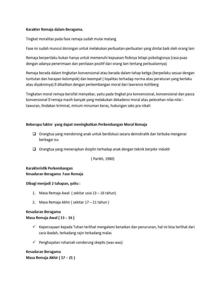 Karakter Remaja Dalam Beragama | PDF | Kesehatan Holistik | Sains ...