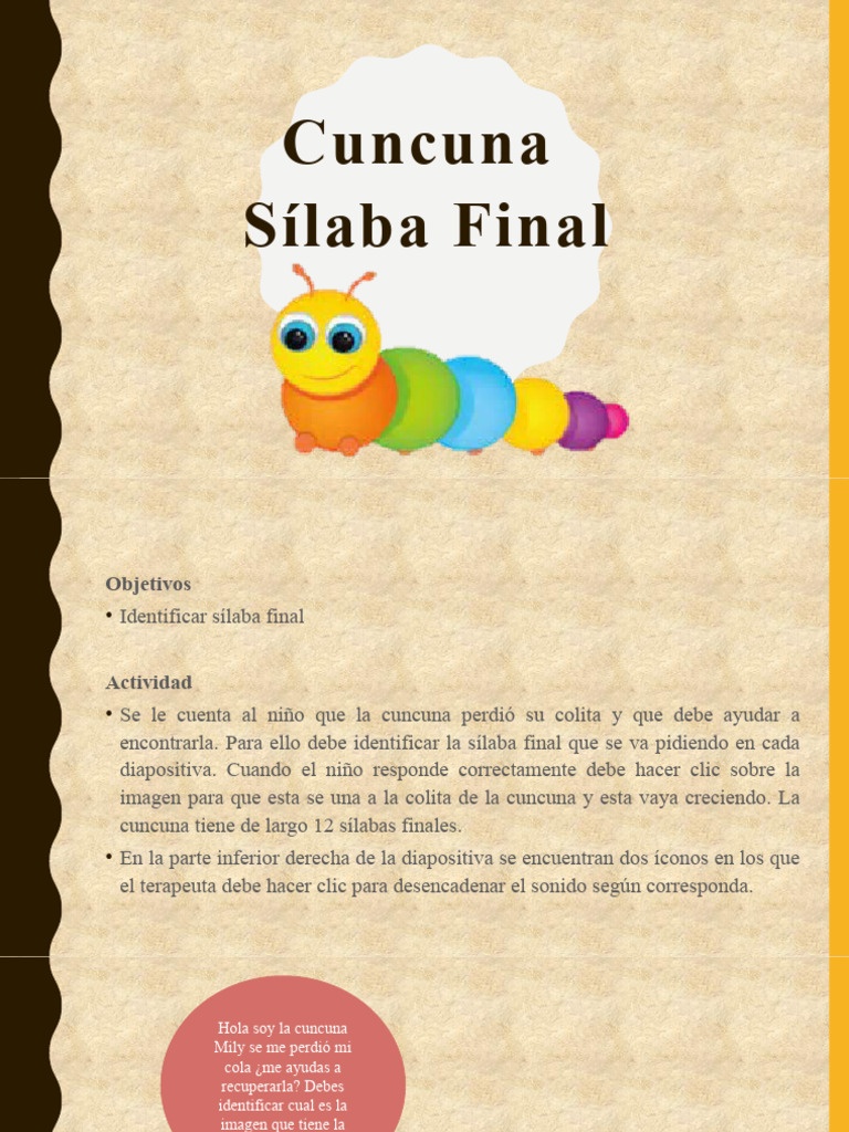 Identificación de Sílaba Final con Cuncuna | PDF