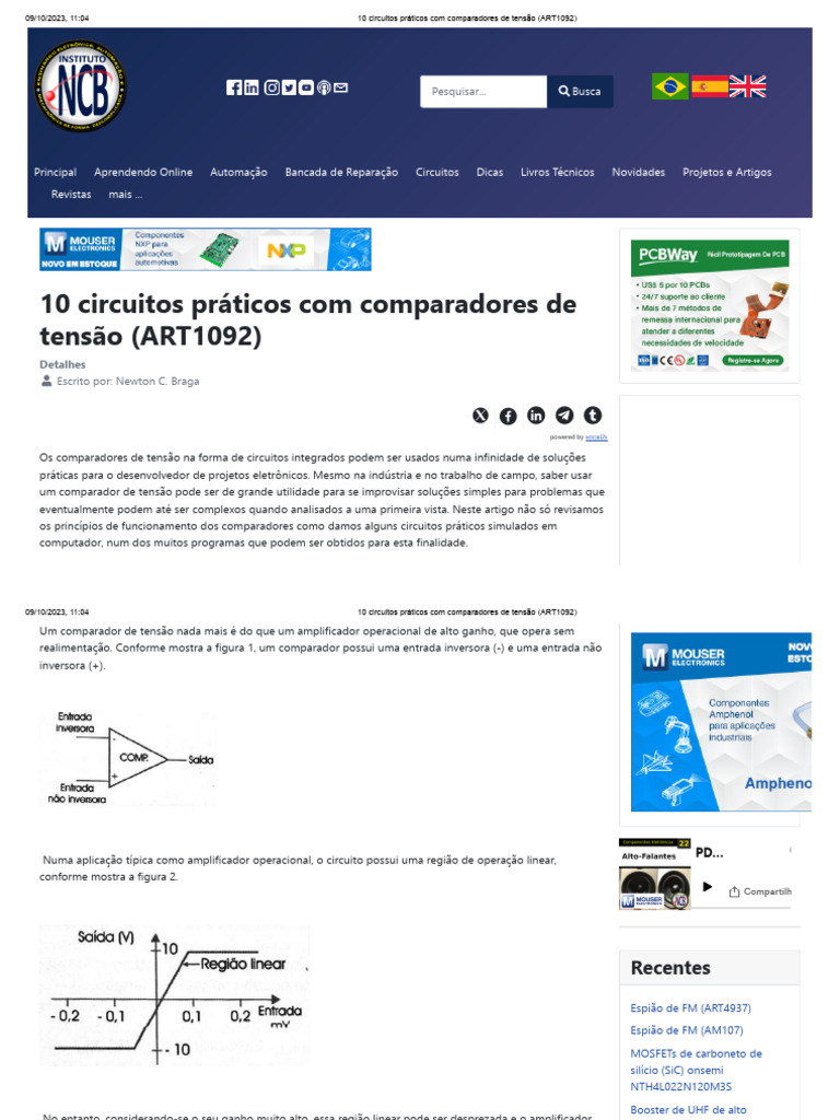 10 Circuitos Práticos Com Comparadores de Tensão (ART1092) | PDF | Rede ...