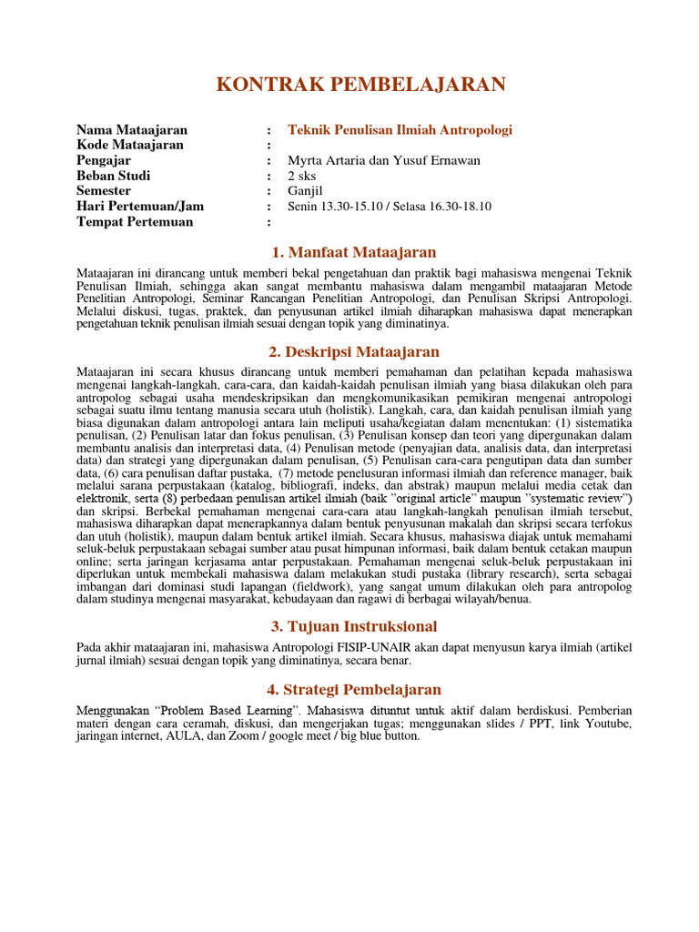2023 KONTRAK PEMBELAJARAN TPIA | PDF