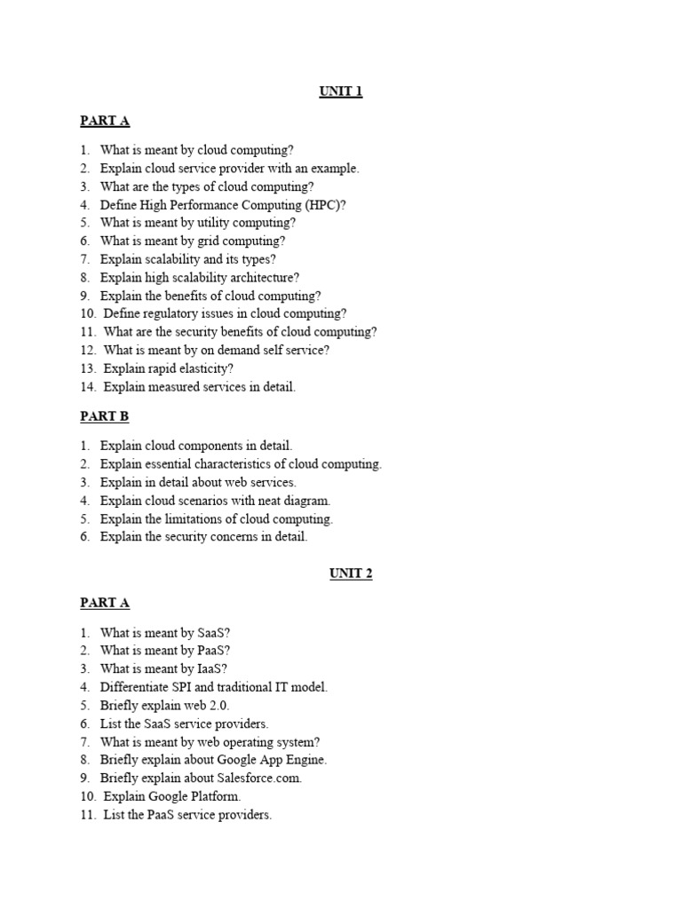 Cloud Question Bank | PDF | Cloud Computing | Internet Of Things