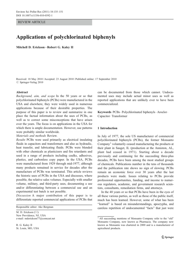 Applications of Polychlorinated Biphenyls | PDF | Polychlorinated ...