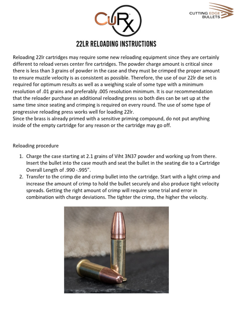 22lr Reloading Instructions | PDF