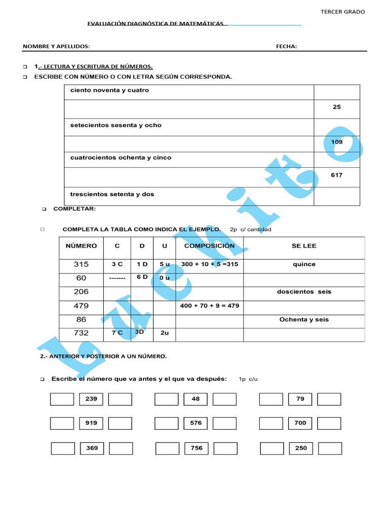 Mate 3ro Diag. Nivelación | PDF | Métodos y materiales de enseñanza
