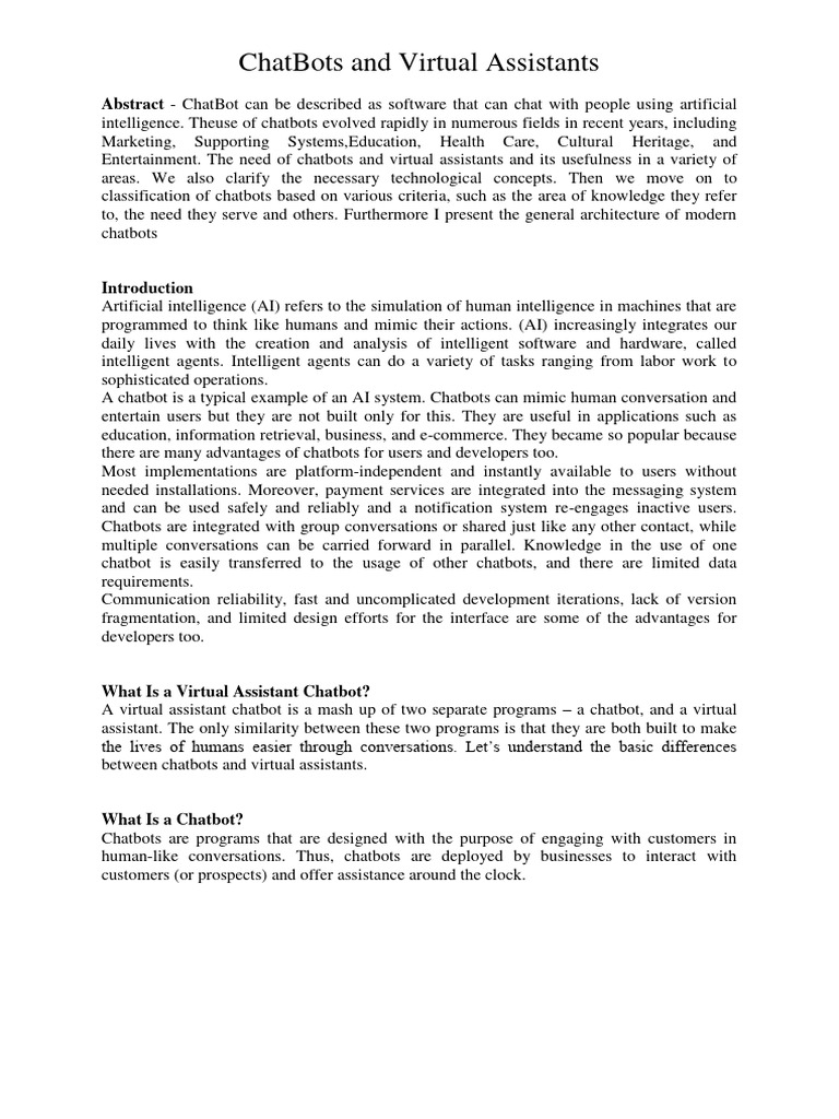 Chatbots and Virtual Assistants | PDF | Artificial Intelligence ...