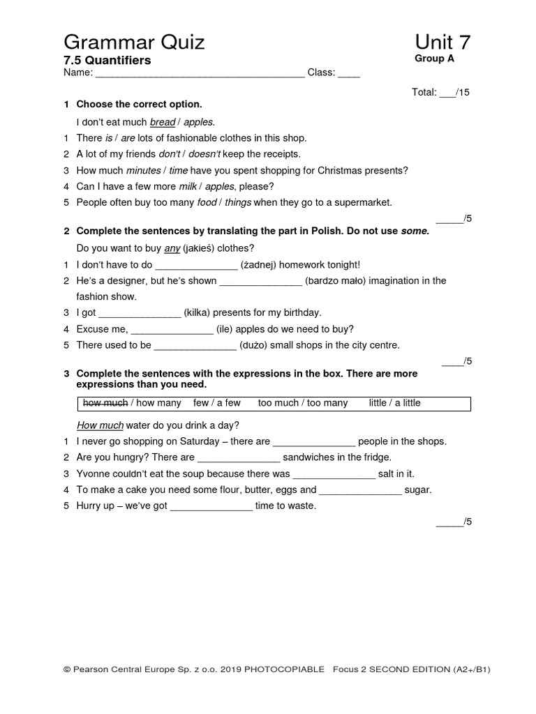 Focus 2 2ed Grammar Quiz Unit7.5 GroupA | PDF Focus 2 2ed Grammar Quiz Unit7.5 GroupA | PDF