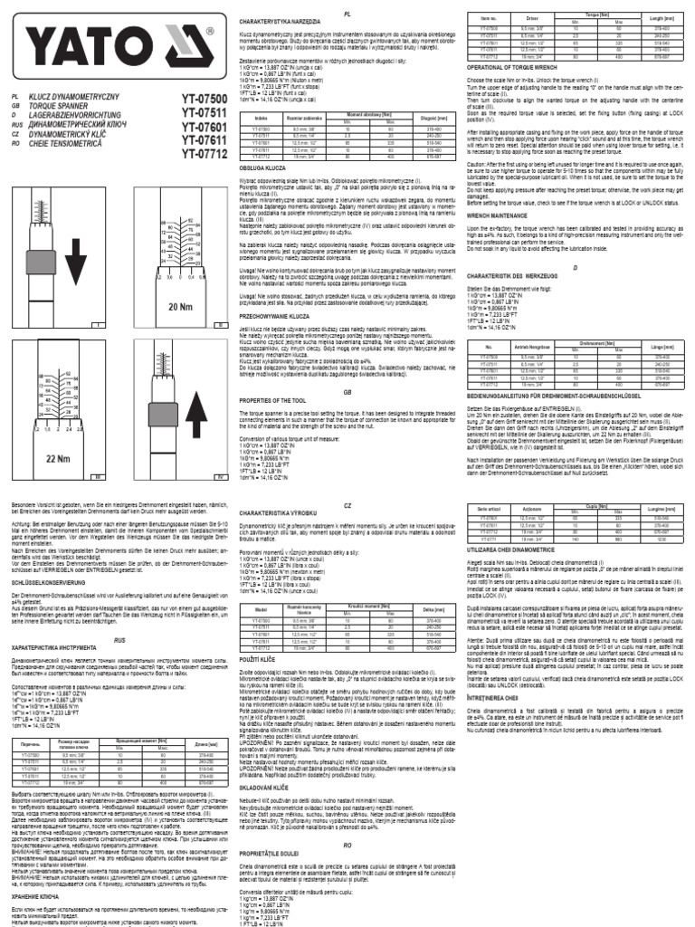 Manual de Utilizare Yt-07500 X 1 | PDF