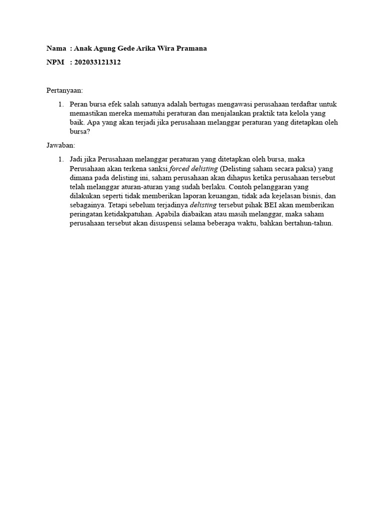 Pertanyaan Gung Arika Tugas 6 Tata Kelola | PDF