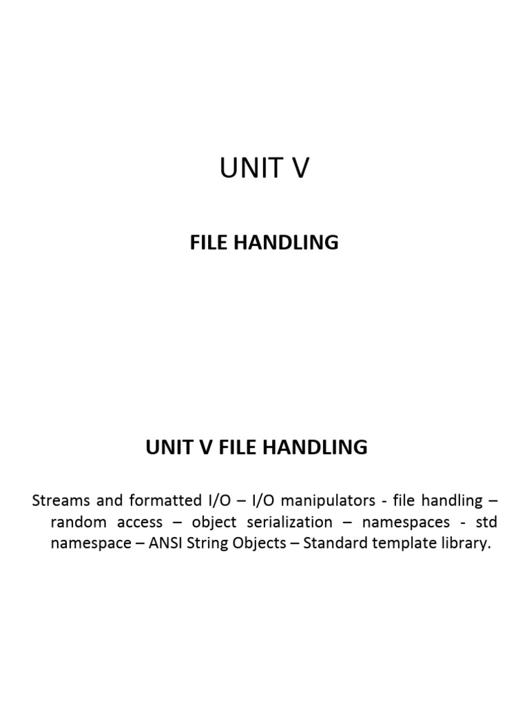Unit V Pdf