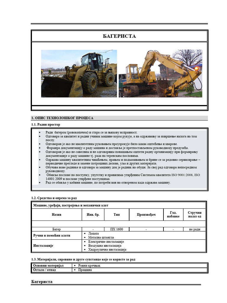 Procena Rizika - Bagerista | PDF