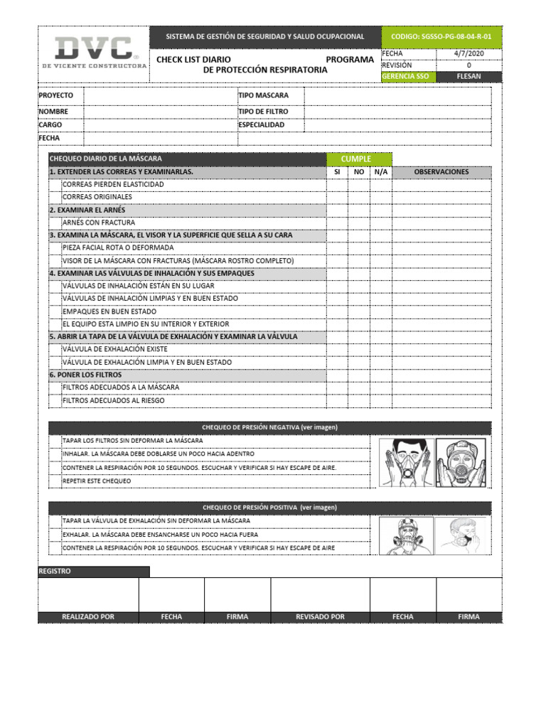 Check List Protección Respiratoria | PDF