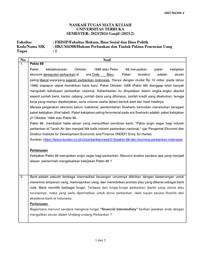 Soal Hkum4308 tmk1 4 | PDF