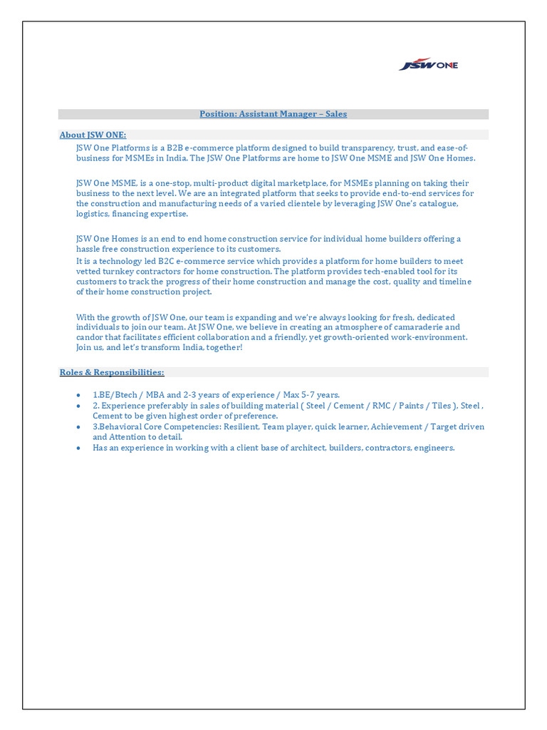 JD - Deputy Manager-Construct | PDF JD - Deputy Manager-Construct | PDF