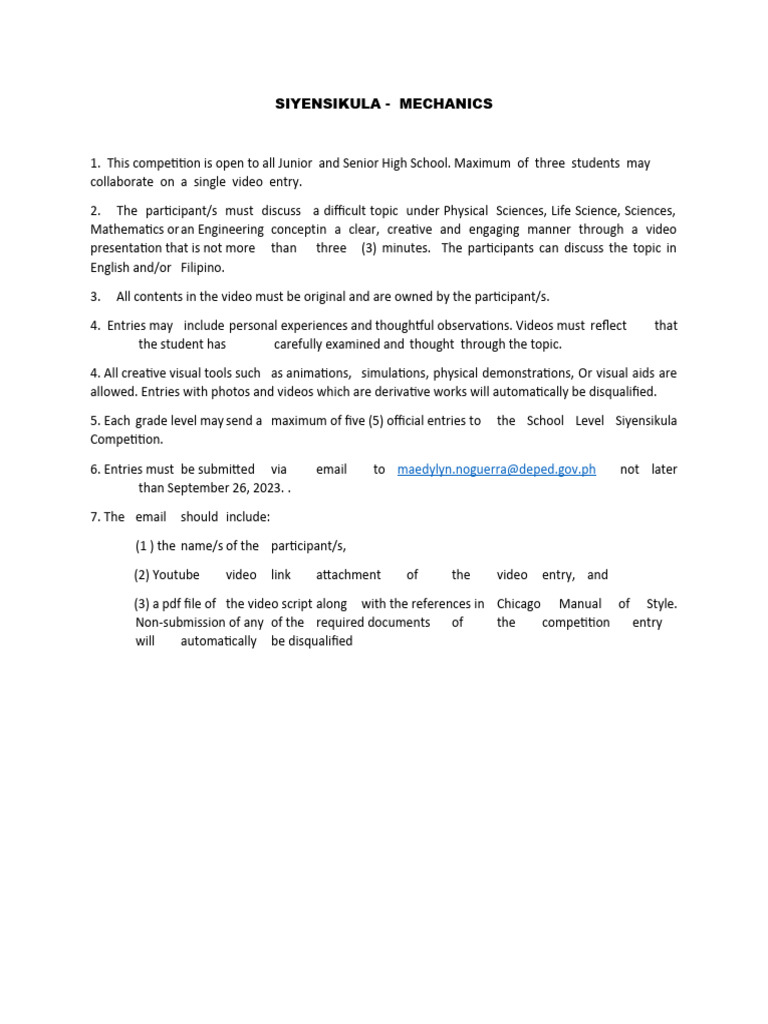 Siyensikula Guidelines | PDF