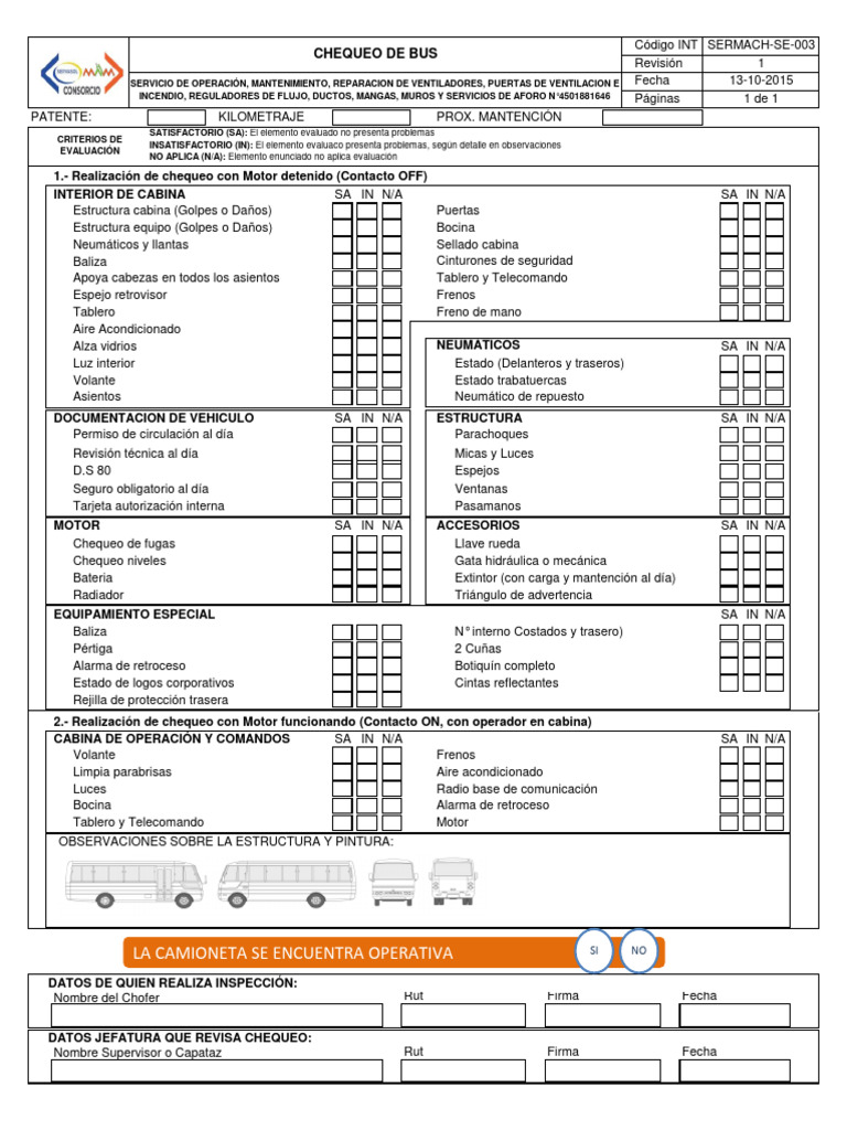Check List de Bus | PDF | Neumático | Vehículos de ruedas