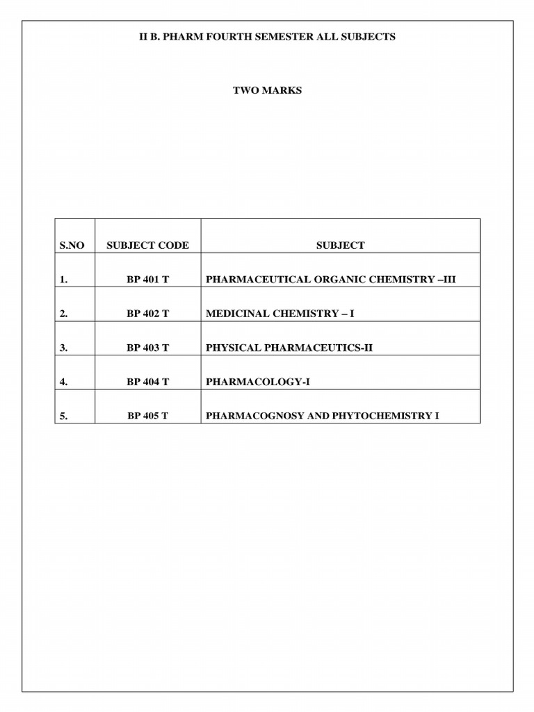 4th Semester, 2 Marks | PDF