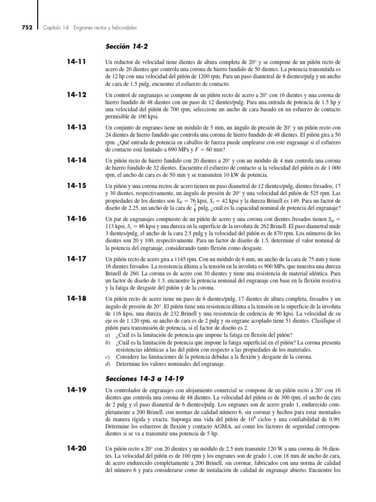 Sección 14-2: 752 Capítulo 14 Engranes Rectos y Helicoidales | PDF | Engranaje | Ingeniería de ...