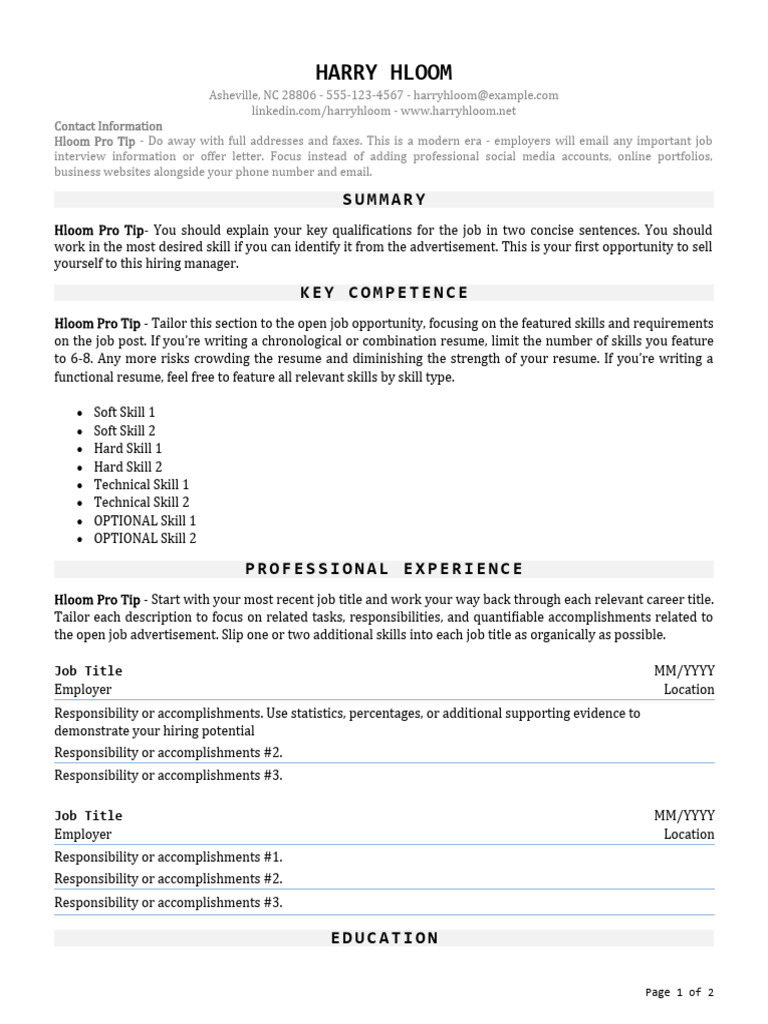 Harry Hloom: Job Title | PDF | Résumé