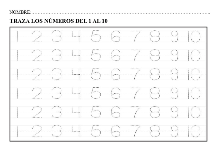 Traza Los Números Del 1 Al 10 | PDF | Hogar, jardinería y bricolaje | Arte