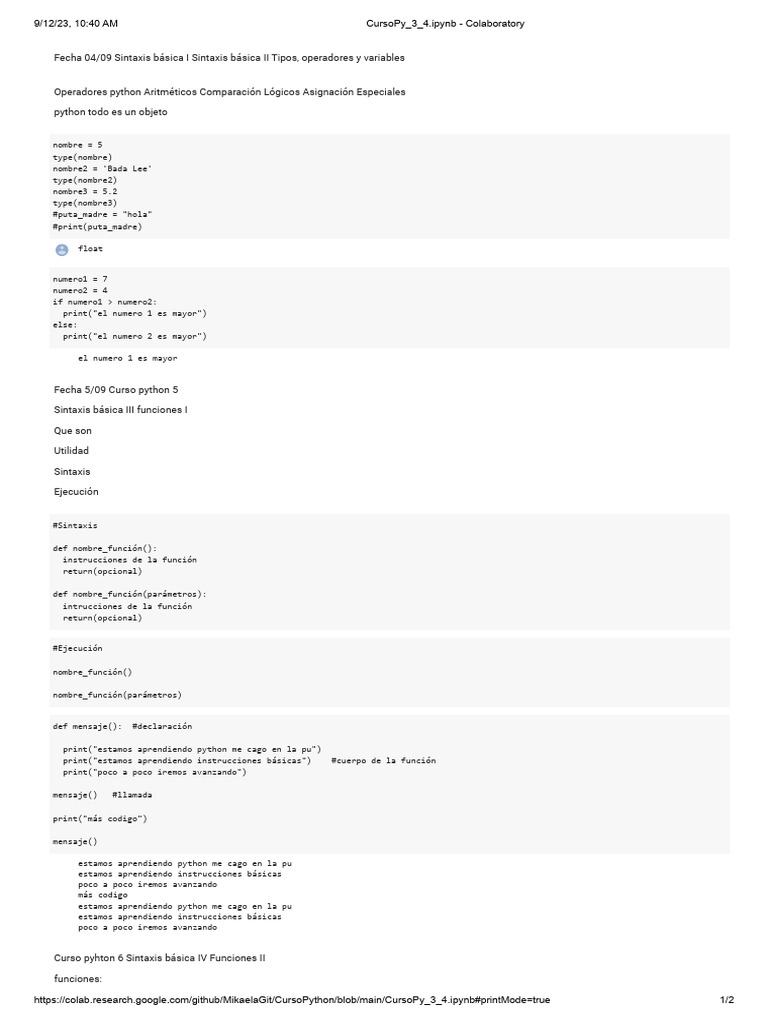 Curso Python clases 3 y 4 | PDF