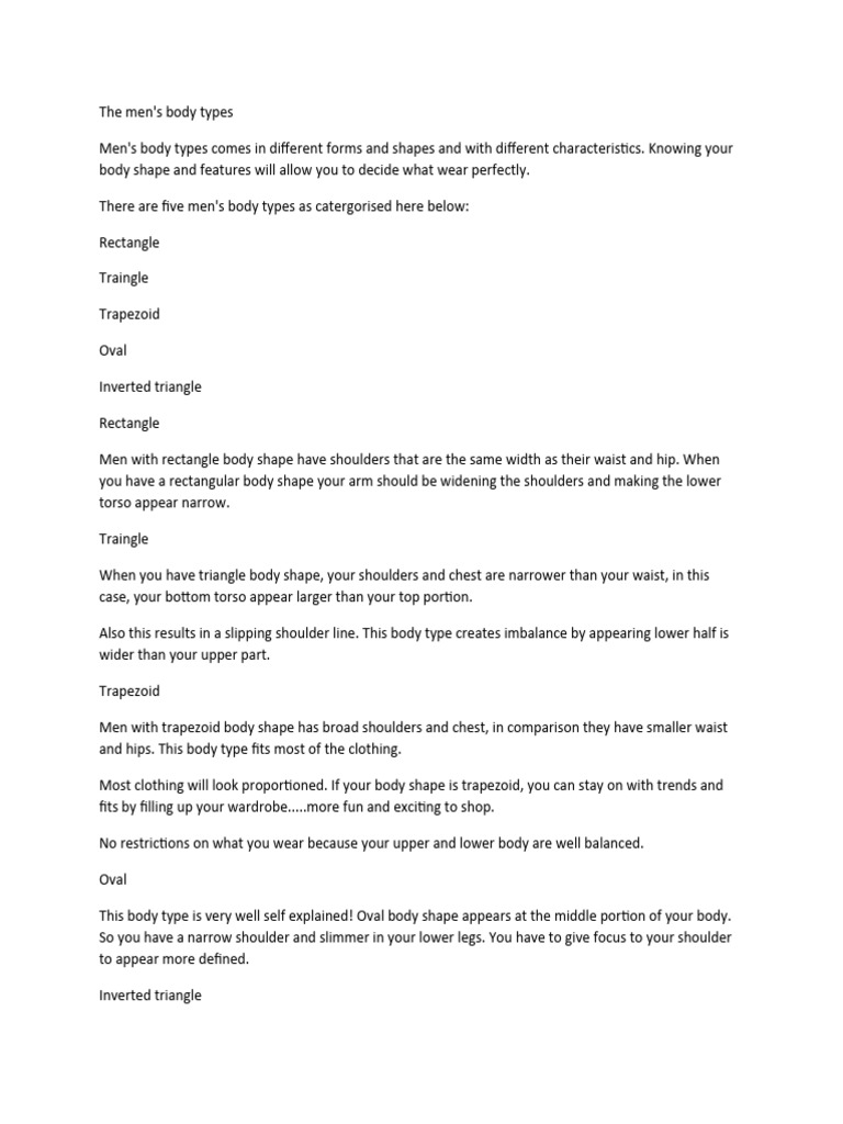 Understanding Men's Body Types and Measurements | PDF | Body Shape | Waist