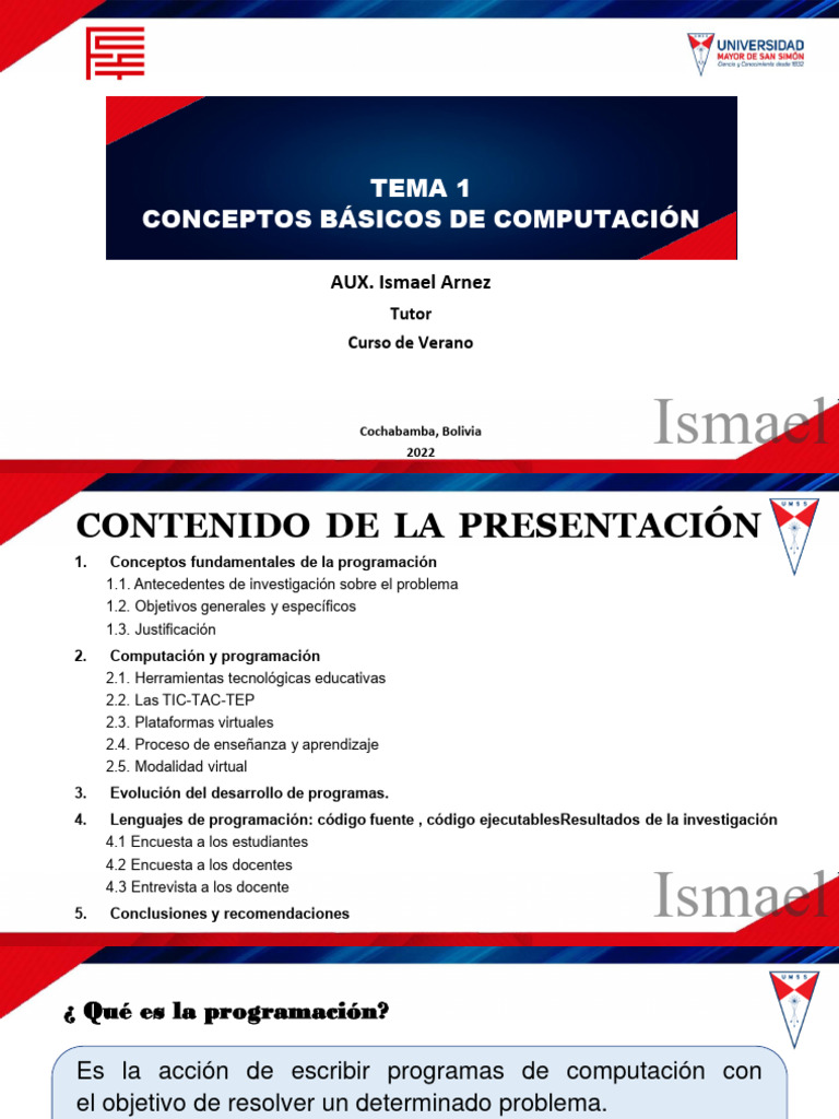 Primera Presentacion Introducción A La Programacion | PDF | Programación | Programa de computadora