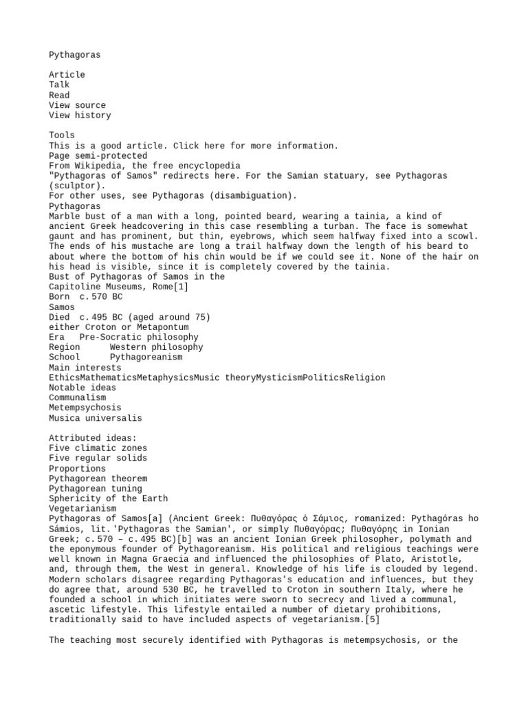 Phytagoras - Life of A Mith | PDF
