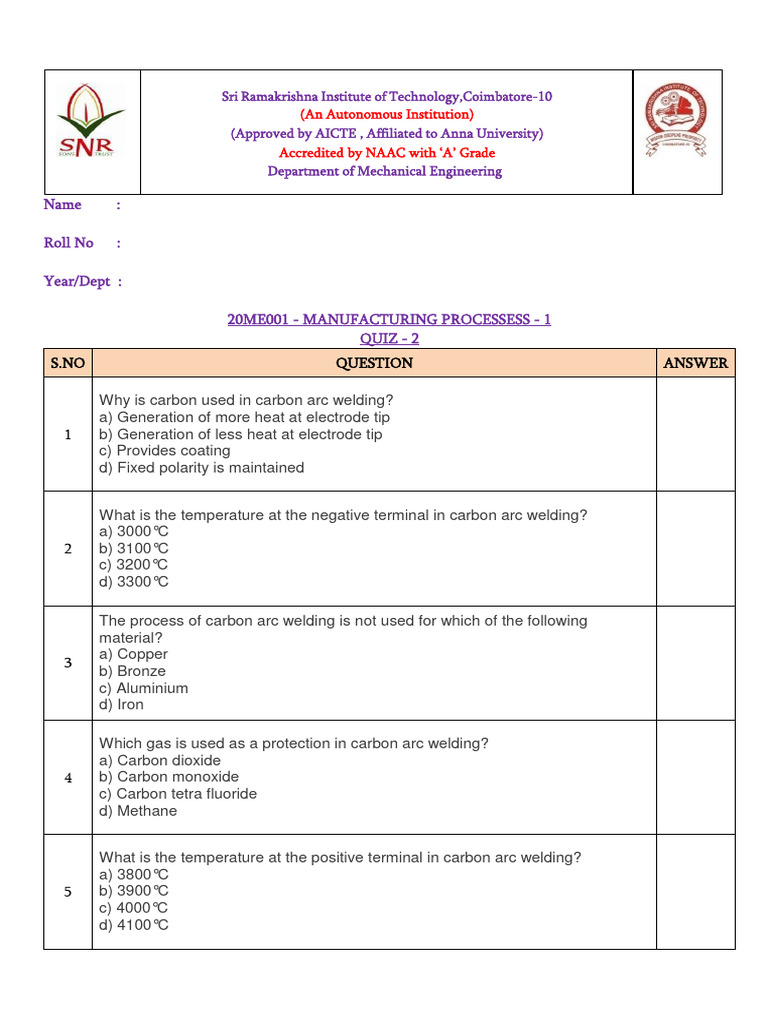 MP1 Quiz 2 | PDF | Construction | Welding