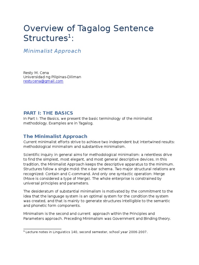 Tagalog Structures Word 2003 Format | PDF | Phrase | Preposition And ...
