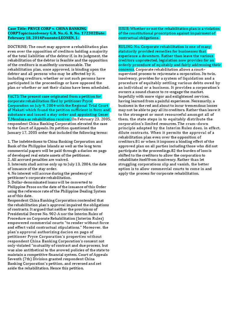 PRYCE CORP v. CHINA BANKING | PDF