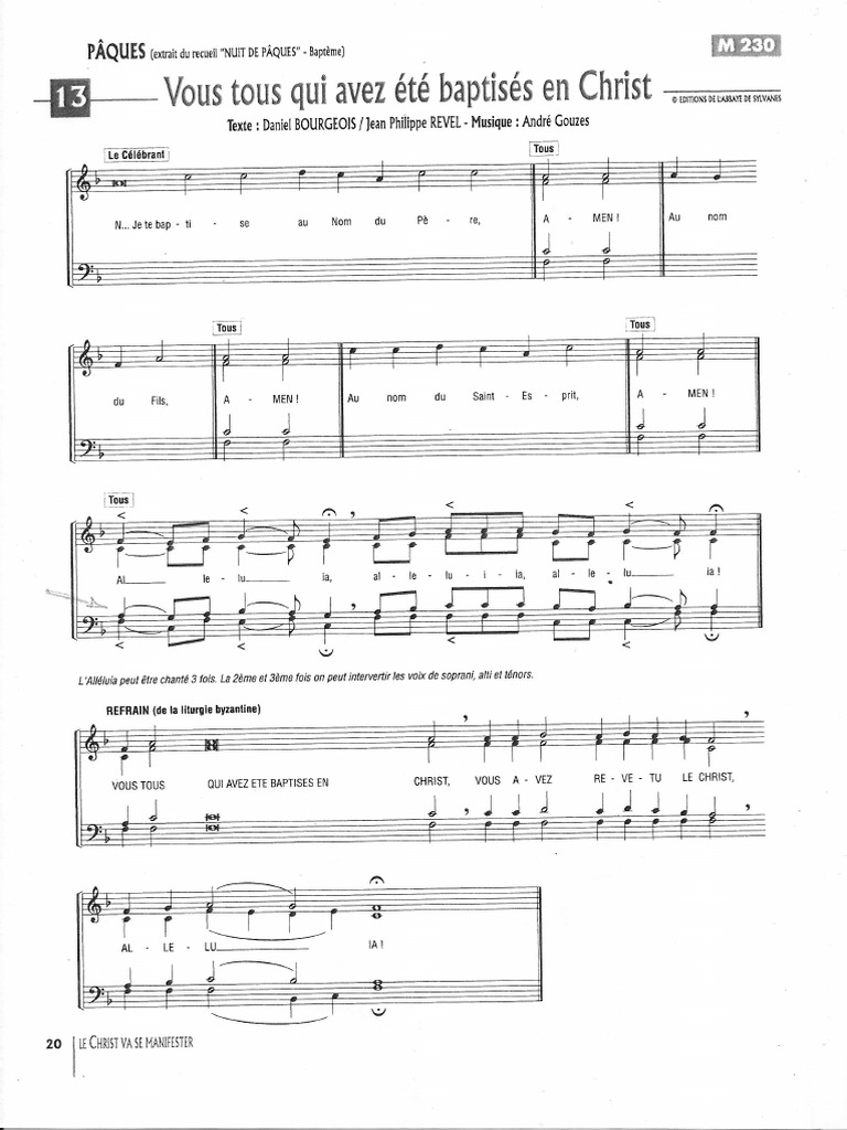 Vous Tous Qui Avez Ete Baptise en Christ | PDF