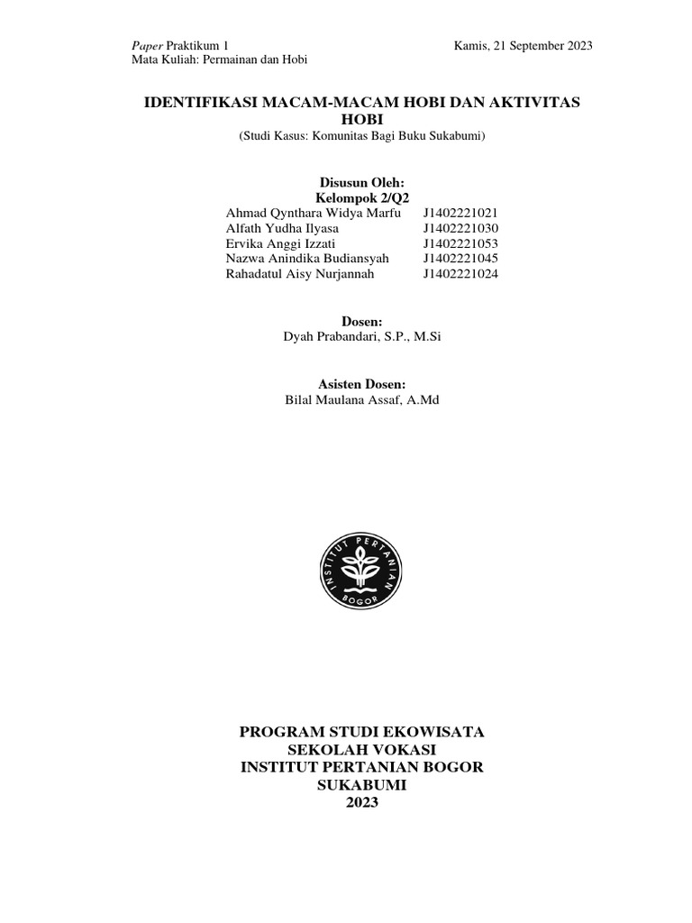 Identifikasi Macam-Macam Hobi Dan Aktivitas Hobi | PDF