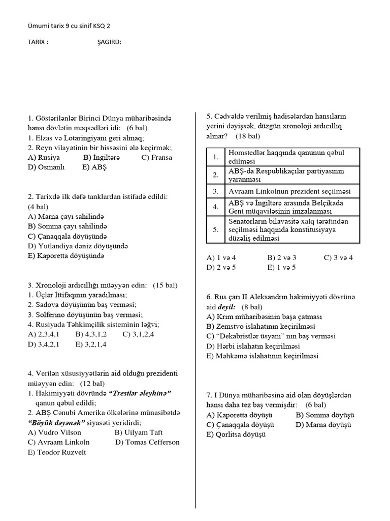 9 Ümumi tarix KSQ - 2 - копия | PDF