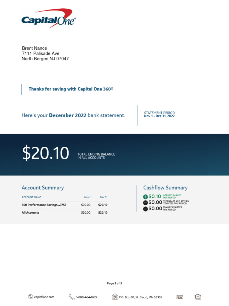 20221201-Bank Statement Capital One-2-2 | PDF