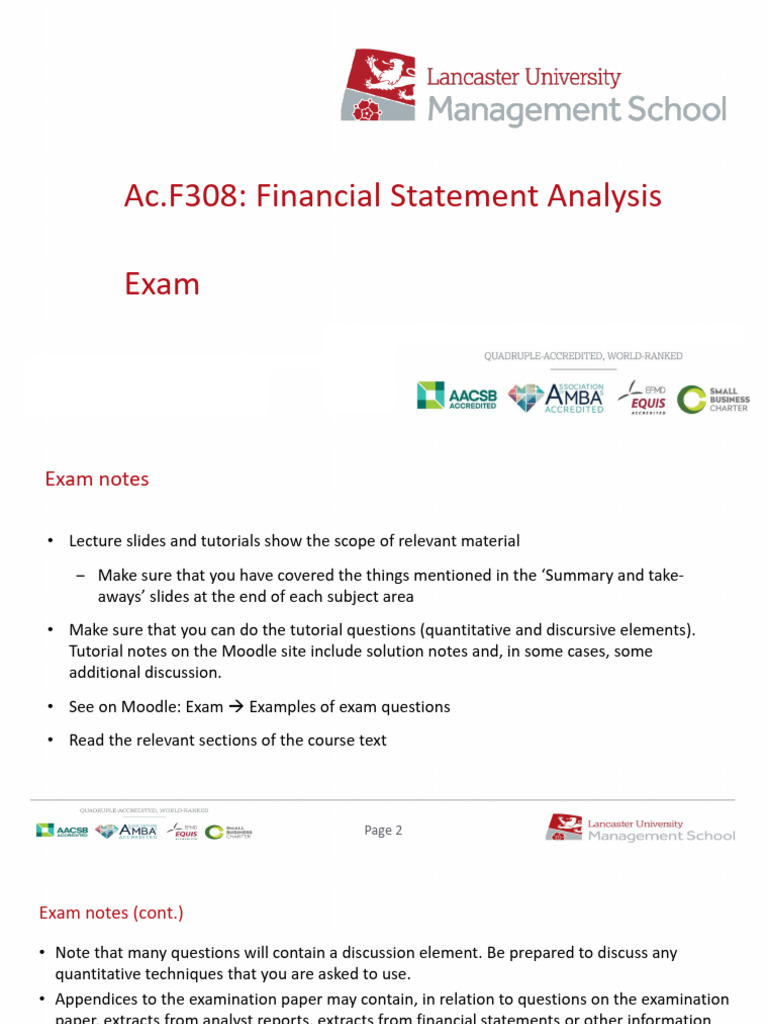 Financial Statement Analysis Exam Guide | PDF | Valuation (Finance ...