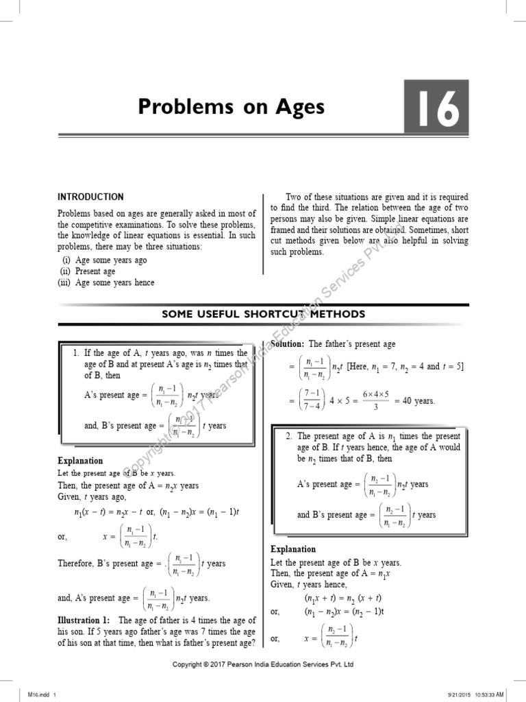 Problems On Ages | PDF