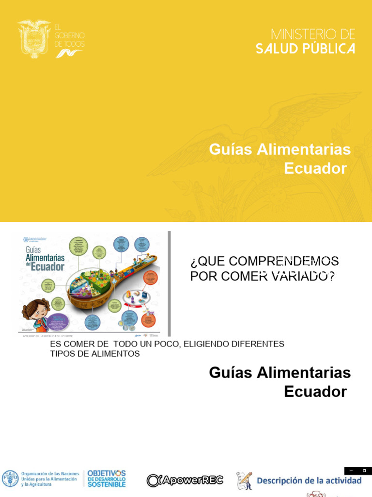 Presentación Guías Alimentarias Ecuador GABAS | PDF
